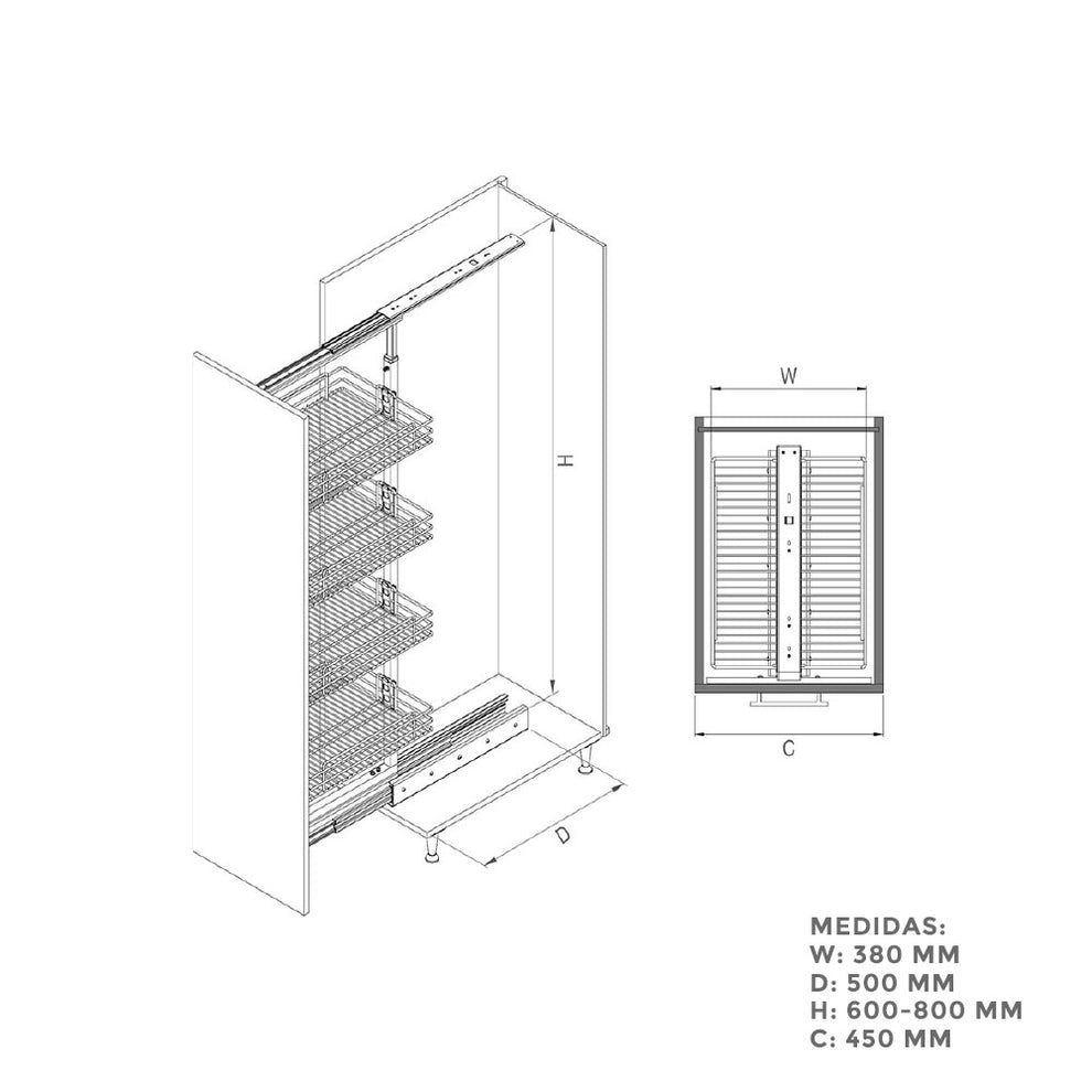Alacena extraíble cromado X6 divisiones – VOGAHOME